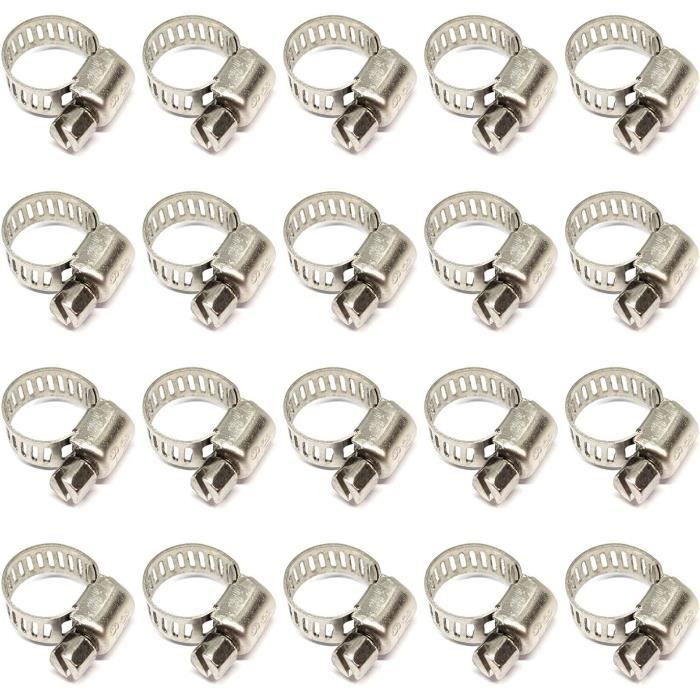 Collier De Durite 20 Pièces En Inox 304 Pour Tuyau Souple De Diamètre ...