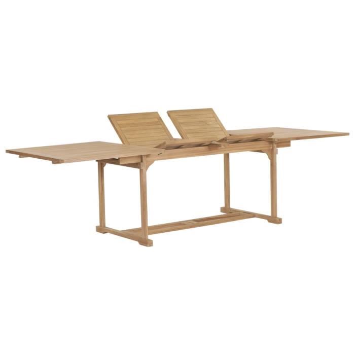 SIB Table extensible de jardin 180-280x100x75 cm Teck solide ...