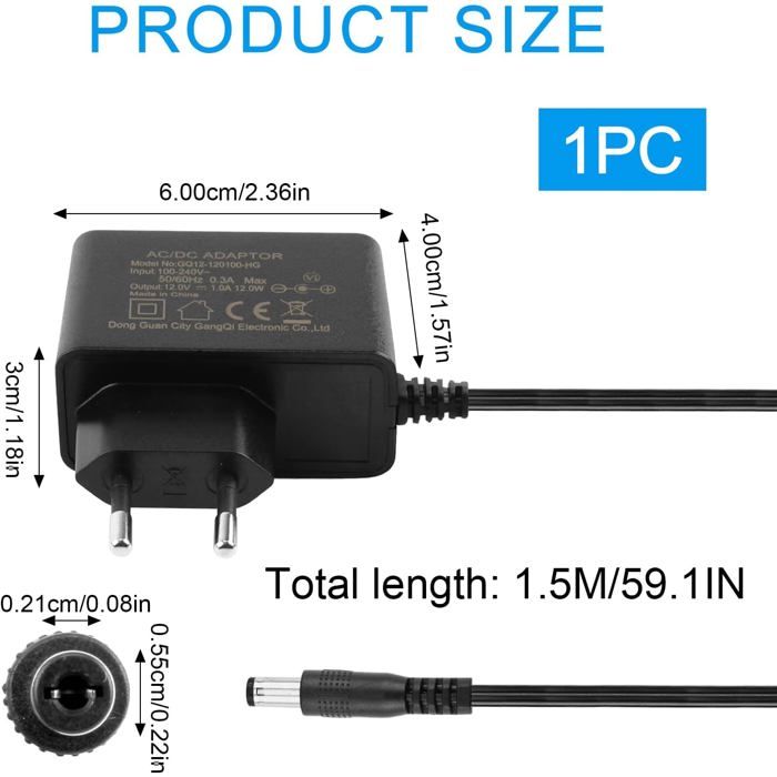 12V 1A Câble De Charge D’Alimentation Pour Clavier Yamaha Pa-130 Pa ...
