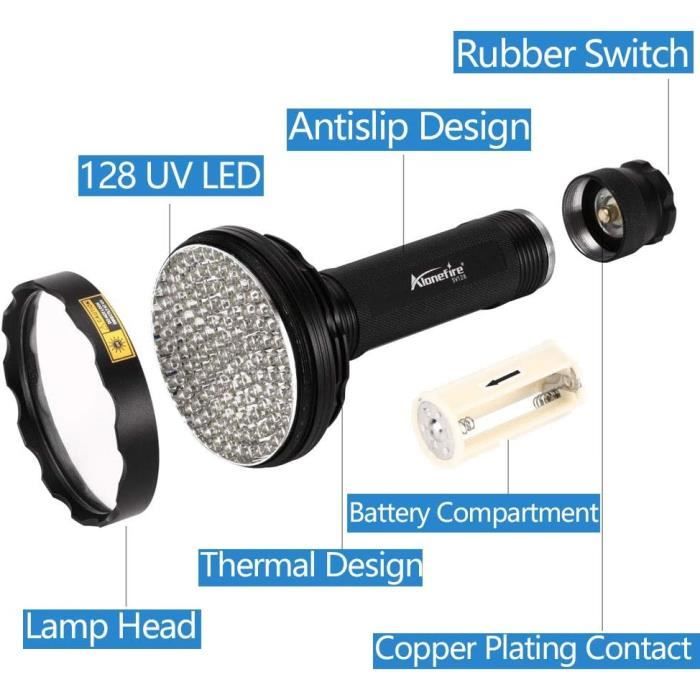 Sv128 395Nm Lampe Torche Uv 128 Leds Puissante Ultraviolet Lumière Noire Détecteur D'Urine Avec ...