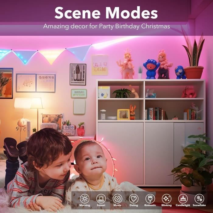 Ruban Led Alexa 2M Avec Télécommande, Wifi Bande Led Chambre Connectée ...