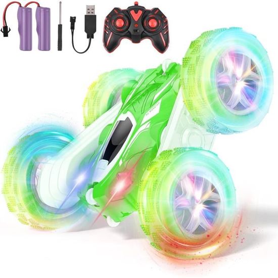 Voiture Telecommandé Enfant, 4WD 2.4Ghz Stunt Car avec Batterie Rechargeable, Rotation à 360 ...