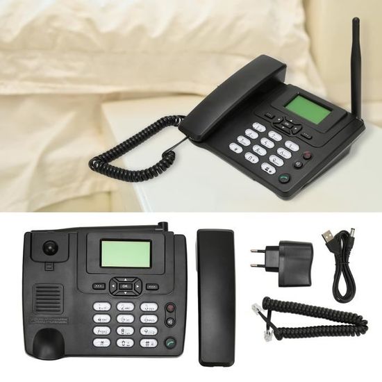 Téléphone de bureau Téléphone sans Fil, Téléphone Fixe de Bureau Double ...