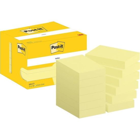 Post-it Notes, Jaune Canari, Pack de 12 Blocs, 100 Feuilles par Bloc ...