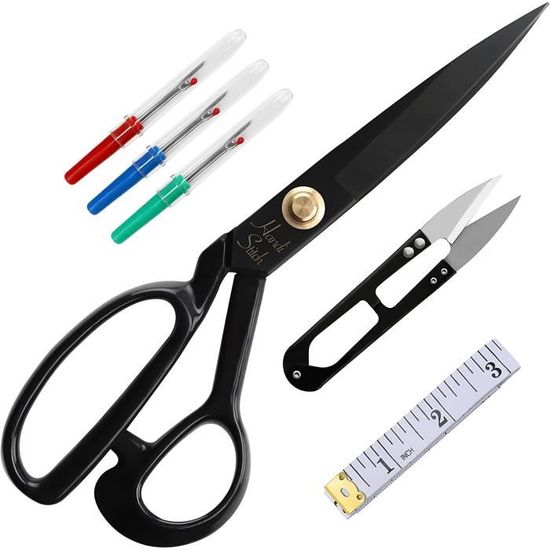 AJW-Handi Stitch Ciseaux Couture Noirs Metre Ruban Couture 28.2cm - 11. ...