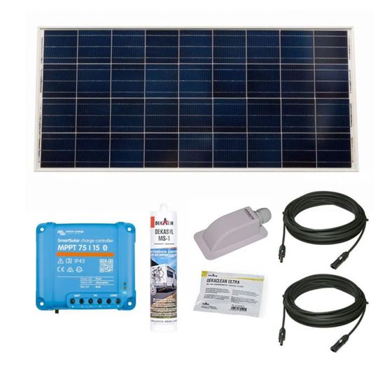 PACK VICTRON Panneau Solaire Monocristallin BlueSolar 115W 12V Camping-car + 2x Câble 5m + Kit ...