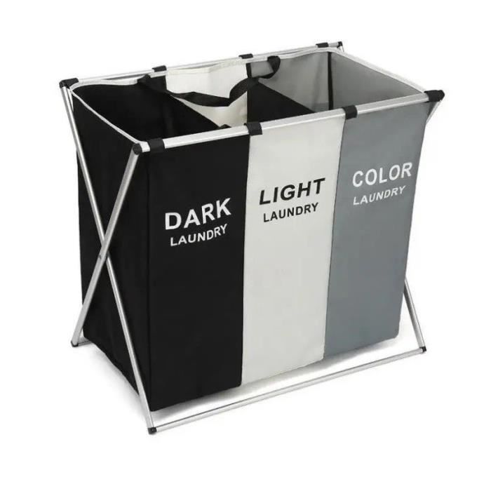 Panier à linge 3 compartiments : Organisation pratique pour le tri du ...