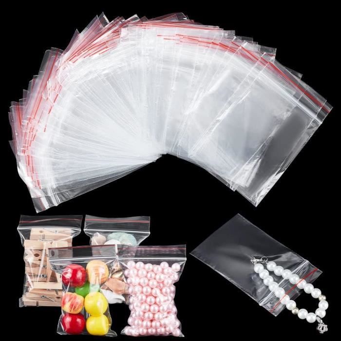 Lot de 200 Sachets Zip Plastique Transparent 9x6cm Sachet Petite Taille ...