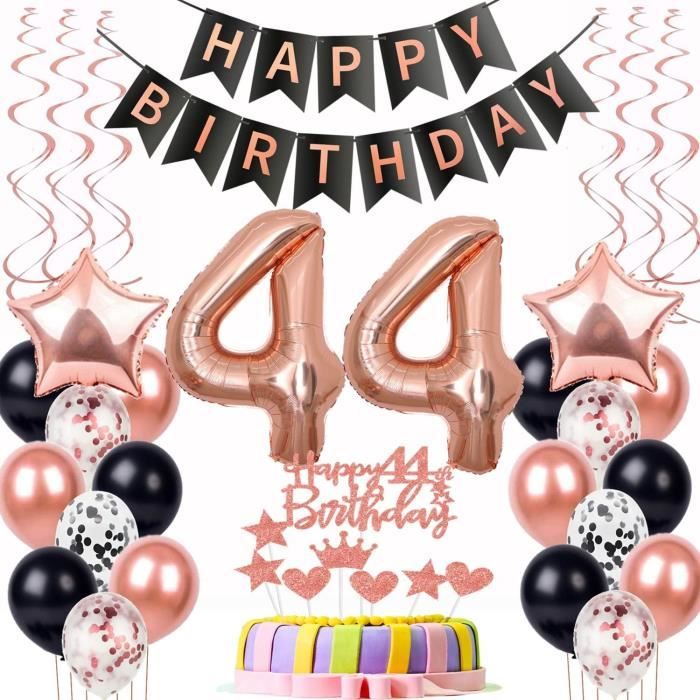 Ballon 44 Ans Anniversaire Décoration Rose Or Noir Ballon Anniversaire ...