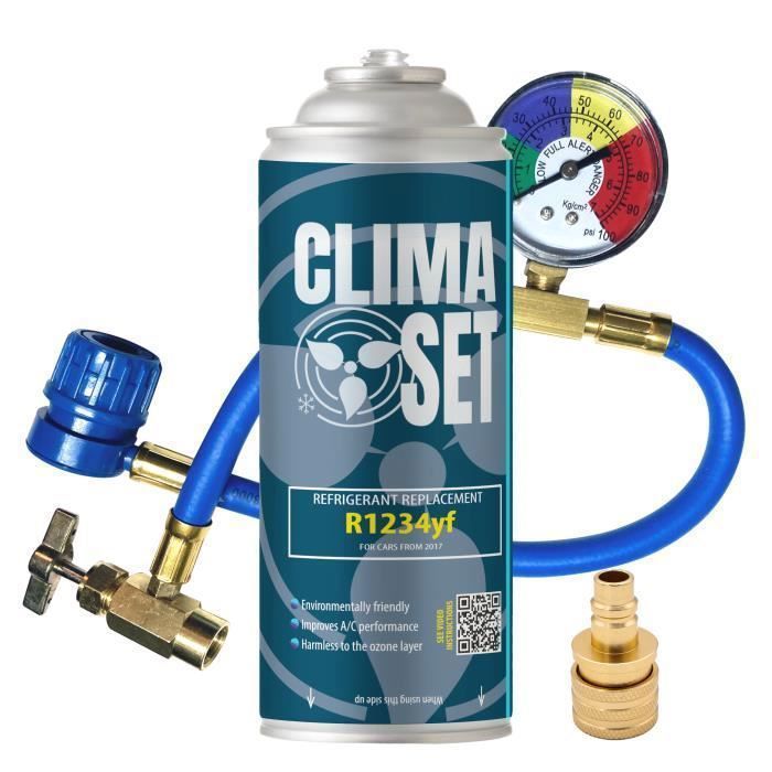 CLIMASET R1234yf 340g Kit de climatisation de voiture, gaz pour ...