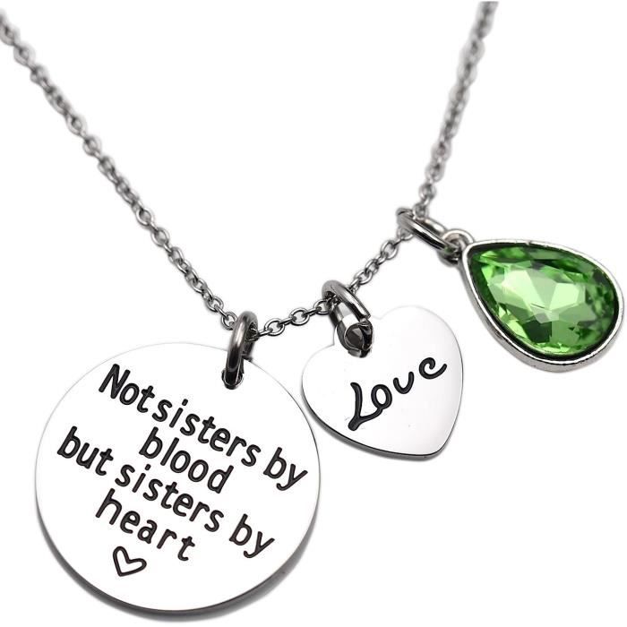 Non Sister Par Sang Mais Sisters Par Collier Cœur Pierre De Naissance ...
