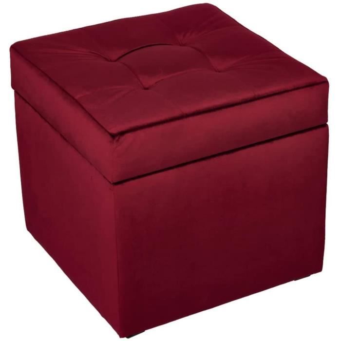 Tabouret avec espace de rangement, en tissu velours doux, repose-pieds ...