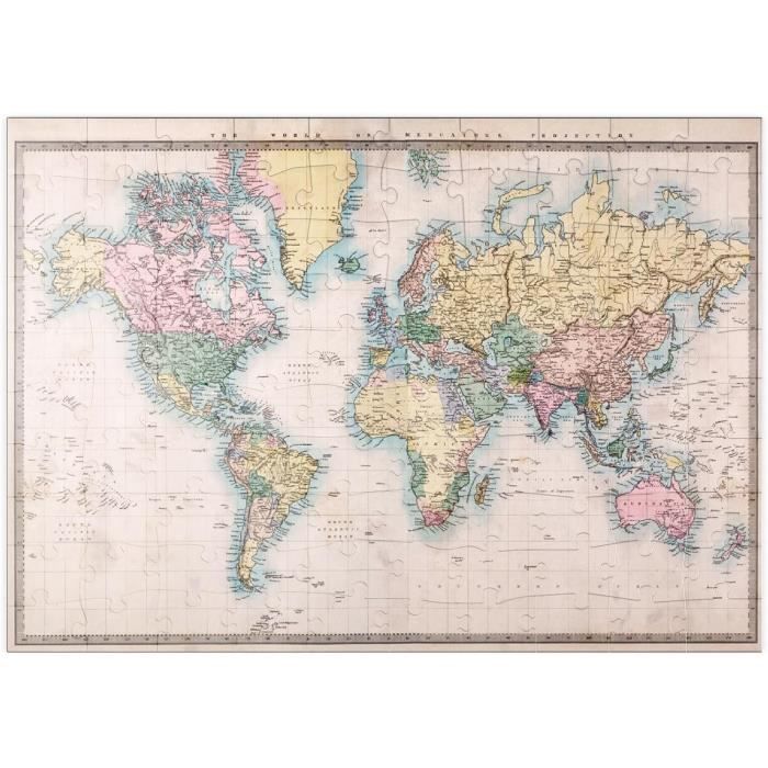 Carte Du Monde D'Après La Projection De Mercator, 1860 - Premium 100 ...
