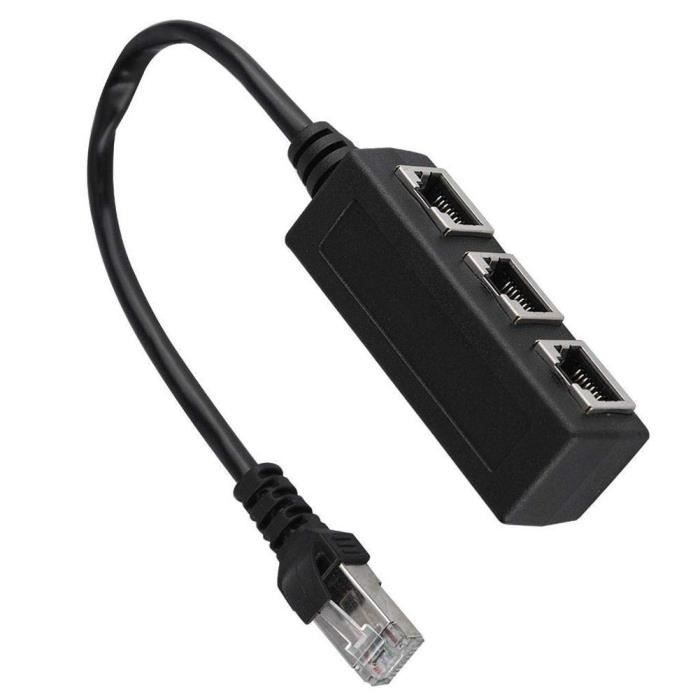 Adaptateur de rallonge Ethernet 1 mâle à 3 ports femelles répartiteur ...
