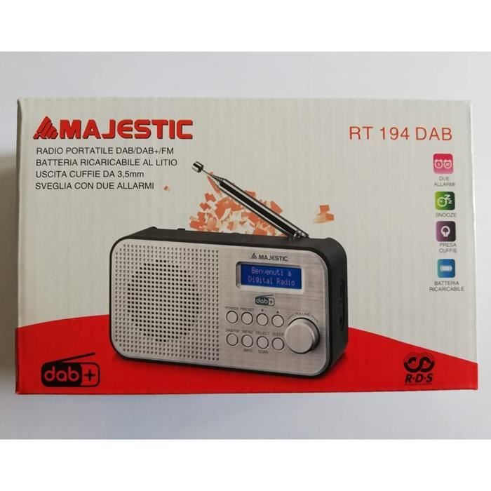 Radio Portable DAB/DAB+/FM Majestic RT 194 - Batterie Rechargeable ...