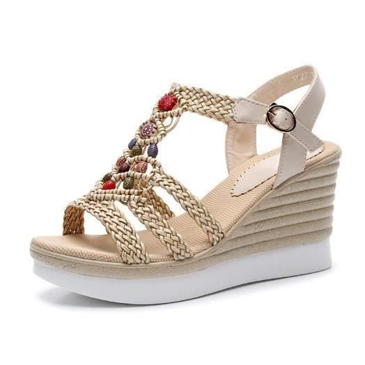 Sandales de style ethnique plate-forme intérieure surélevée talons ...