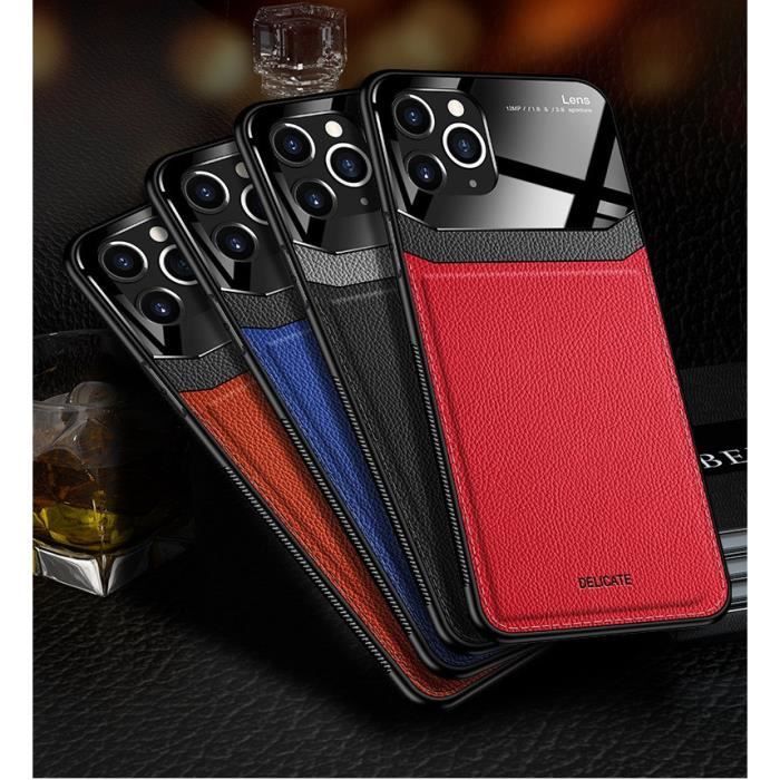 Coque Effet Cuir pour "IPHONE 15 Pro" Plexiglass Protection (ROUGE ...