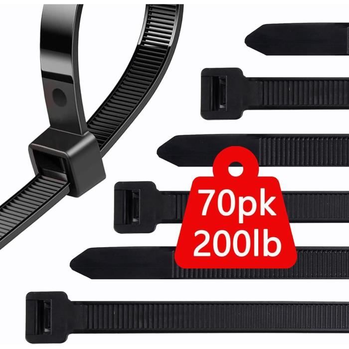 Collier Serrage Plastique 450mm x 9mm, 70pcs Colliers Rilsan Noir Long ...
