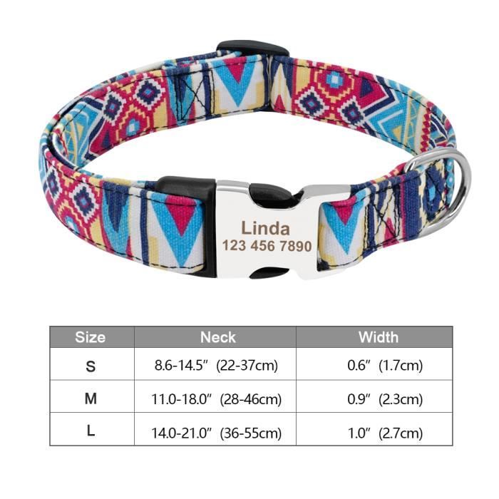 COLLIERLBlue-S--Collier personnalisé gravé pour chien, en Nylon, avec ...