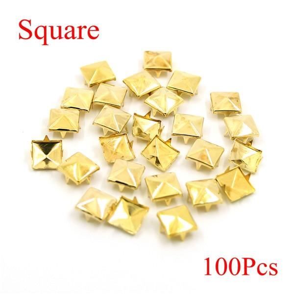 RIVET,Gold Square-7mm--Rivets carrés en forme de pyramide, 100 pièces ...