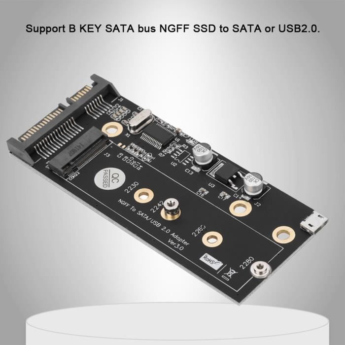 Adaptateur SSD SATA Carte Adaptateur USB, NGFF Key B to SATA Adapter Card for Win2000/7/8 ...