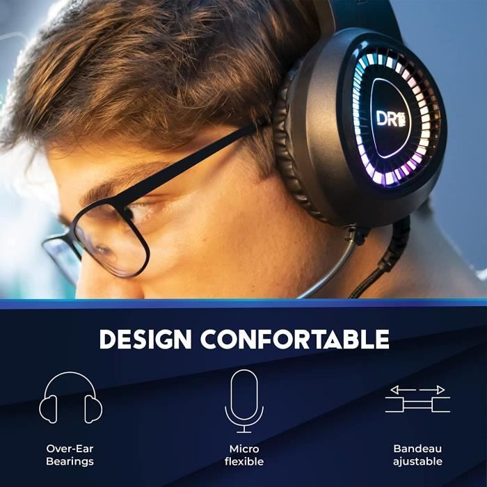 Casque Gamer LED FireScout avec Câble et Micro pour PC | Over Ear ...