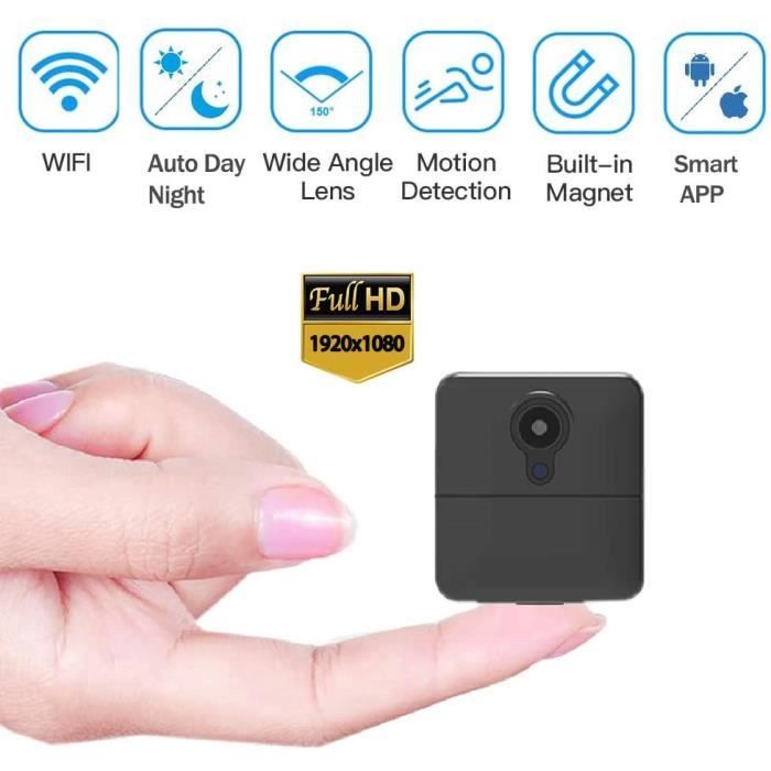 Mini caméra de surveillance PNZEO W6 WLAN Full HD avec enregistrement ...