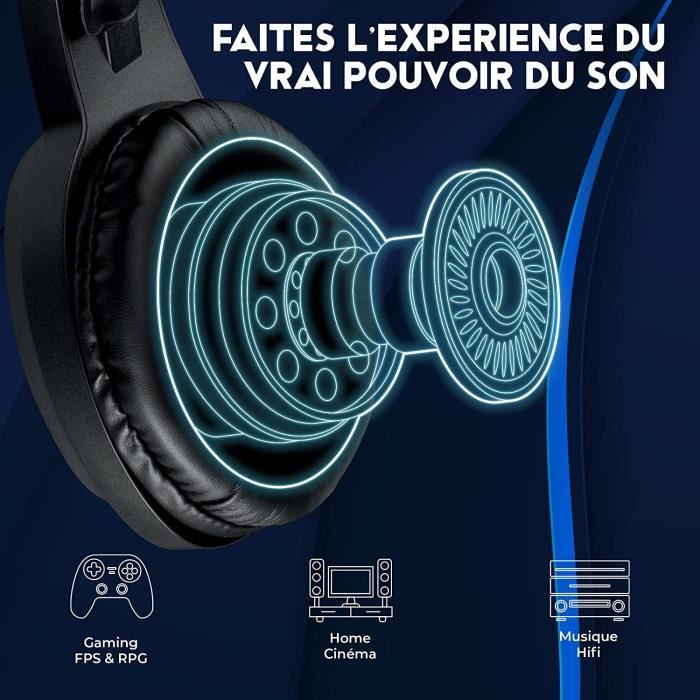 Casque Gamer LED FireScout avec Câble et Micro pour PC | Over Ear ...