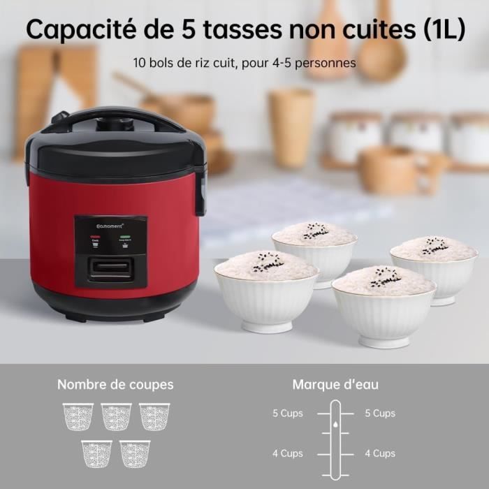 Drc-5020Rd 1L|400W Cuiseurs À Riz & Insert Vapeur (1Ltr-5 Tasses) Pour ...