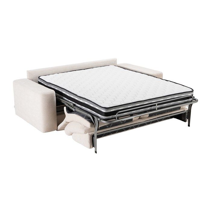 Canapé 3 places convertible express en tissu texturé beige - Couchage ...