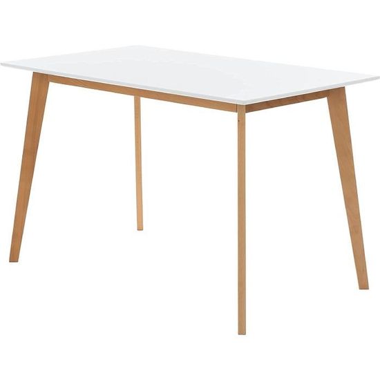 Civetta Table de Salle à Manger ou Bureau, Plateau MDF Pieds en Bois de hêtre, Blanc[111 ...