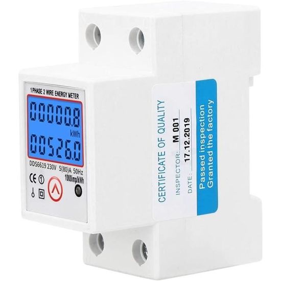 Compteur D'Énergie Électrique, Compteur D'Énergie Multifonctionnel Monophasé Affichage Numérique ...