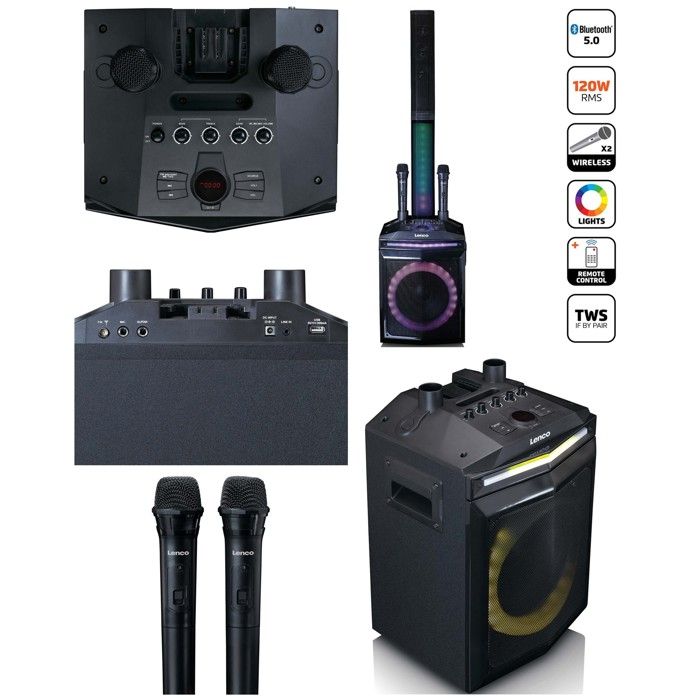 Enceinte Bluetooth - LENCO - PRO 240W - Subwoofer 10” - LED RGB ...