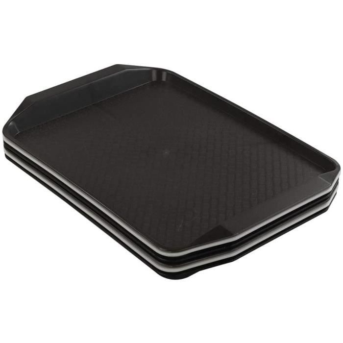 Plateau de Service Rectangulaire Lot de 6Plateau Fast FoodNoirBlanc et ...
