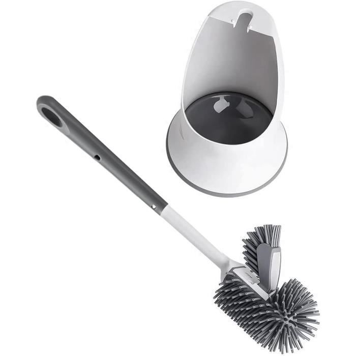 Brosse Wc Toilette Silicone Balai Balayette Suspendu De Toilettes Noir ...