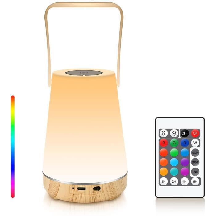 Lampe de Chevet Tactile, Veilleuse Enfant LED Portable avec 13 Couleurs, Lampe Nuit Rechargeable ...