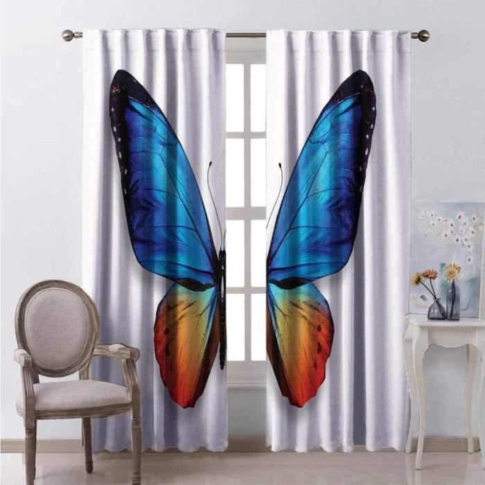 Rideau occultant Motif papillon mignon de couleur 135x240cm Rideaux ...