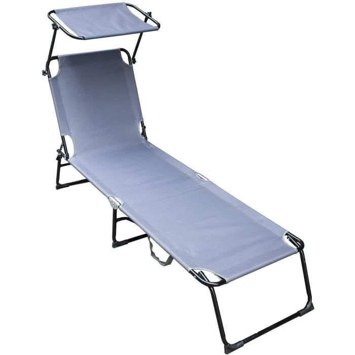 Transat Pliable en Aluminium Chaise Longue Pliante Relax, Confortable ...