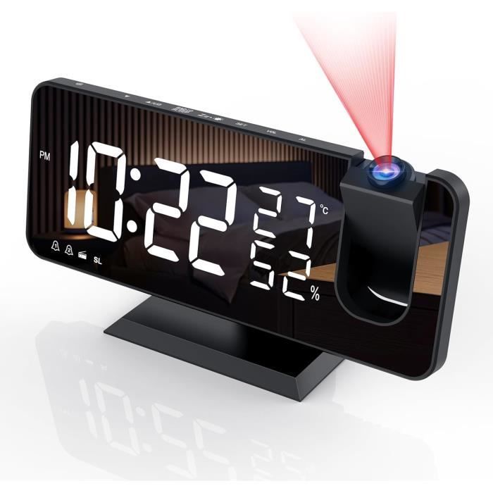 Reveil Projecteur Avec Radio, Horloge Numérique, Radio Reveil Usb Avec ...