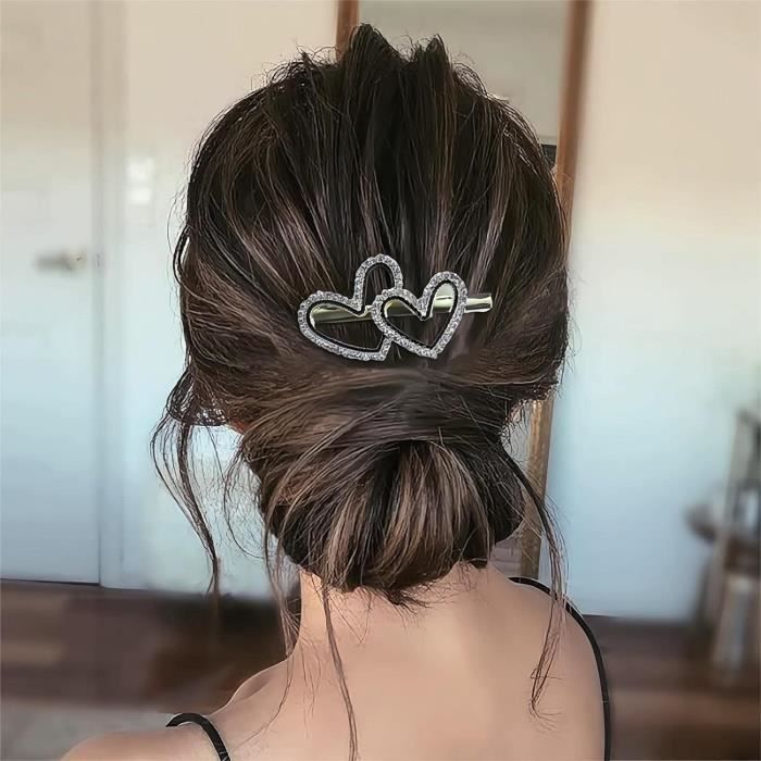 Barrette À Cheveux Avec Cœur En Strass Pour La Coiffure Barrette À ...