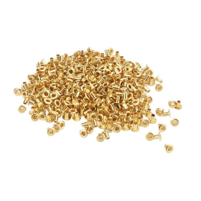Cikonielf Rivets en laiton 500 Pcs Rivets Creux DIY À Travers Le Trou ...