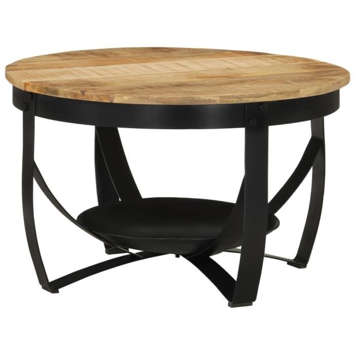 SIB Table basse Ø 68x43 cm Bois de manguier solide et fer 7462031904314 ...
