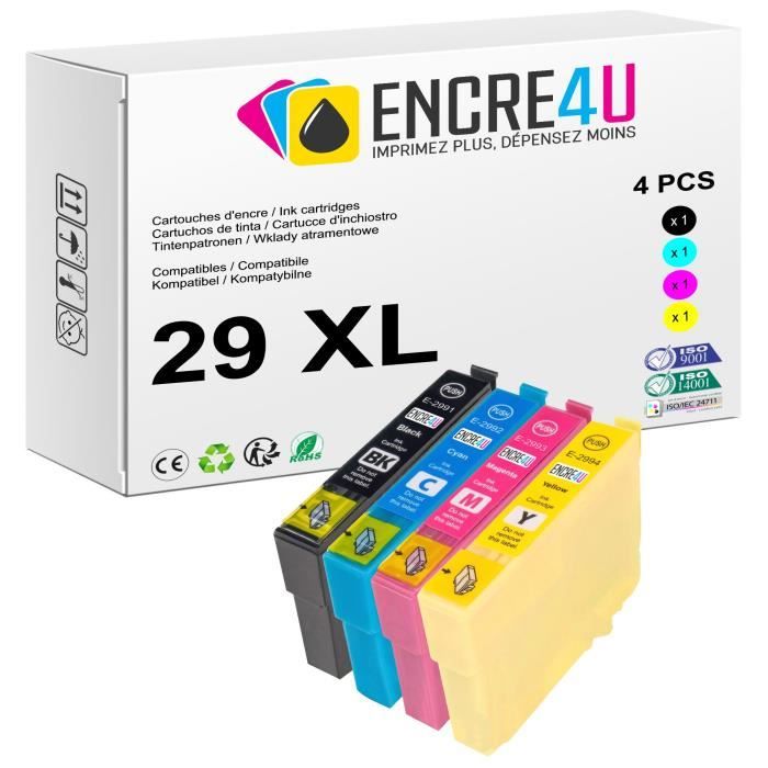 29XL ENCRE4U - Lot de 4 cartouches d'encre compatibles avec EPSON 29 ...