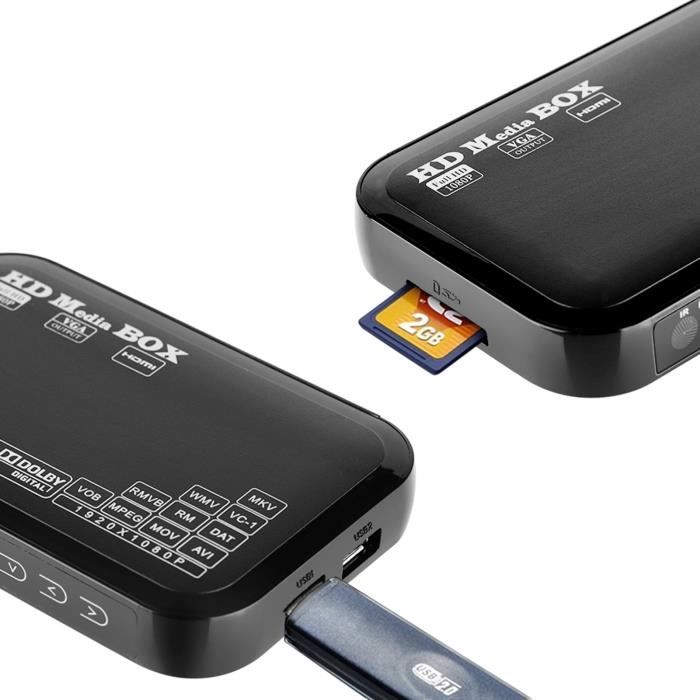 Boîtier de lecteur multimédia - QIILU - 1080P Full HD - HDMI et USB ...