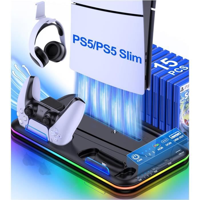 Support Fin Pour Ps5 Avec Ventilateur Ps5, Support Pour Tous Les ...