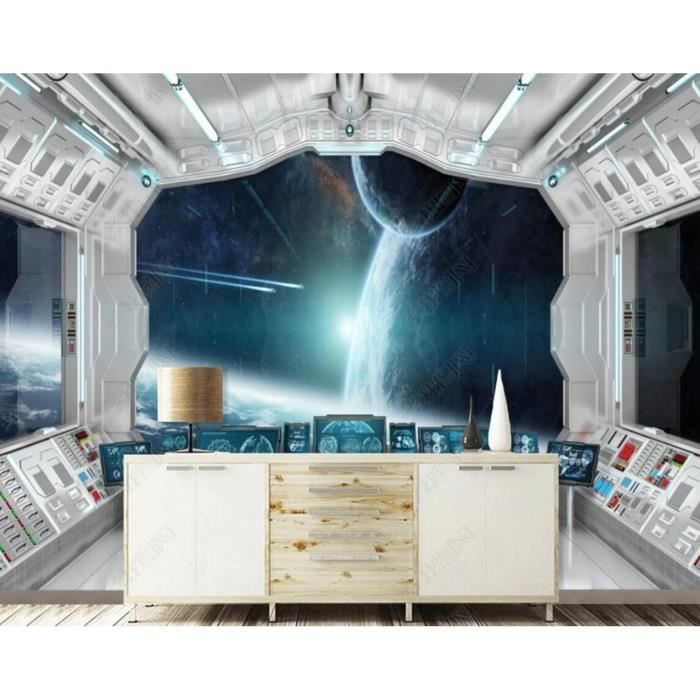 Papier Peint Panoramique 3D Capsule Spatiale Star Tunnel Espace Papier ...