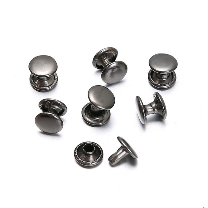 RIVET,gunmetal-9X9mm--Double Rivet rond en métal, lot de 200, 5-6-8-9mm ...