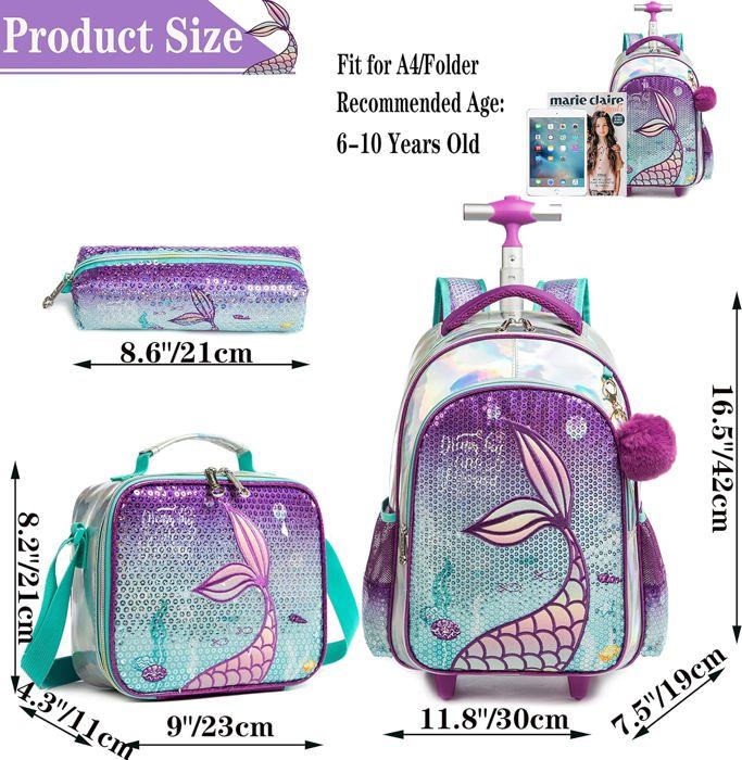 Sac À Dos Cartable Roulettes Licorne Sac À Roulettes Cartable A ...