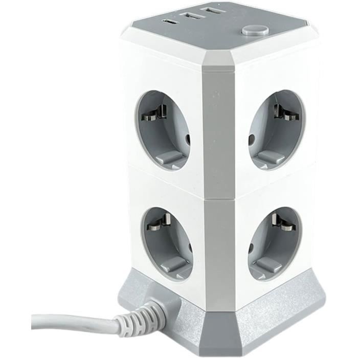 8 voies multiple socket cube, 2 fiches multiples USB 1 type C, prises 8 ...