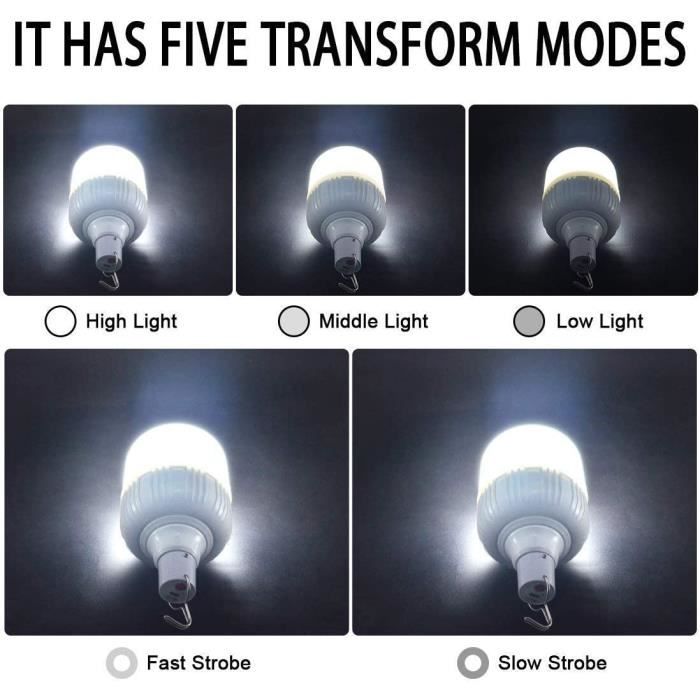 AMPOULE,100w Ampoule LED Portable Rechargeable par USB 200w 5 Modes d ...